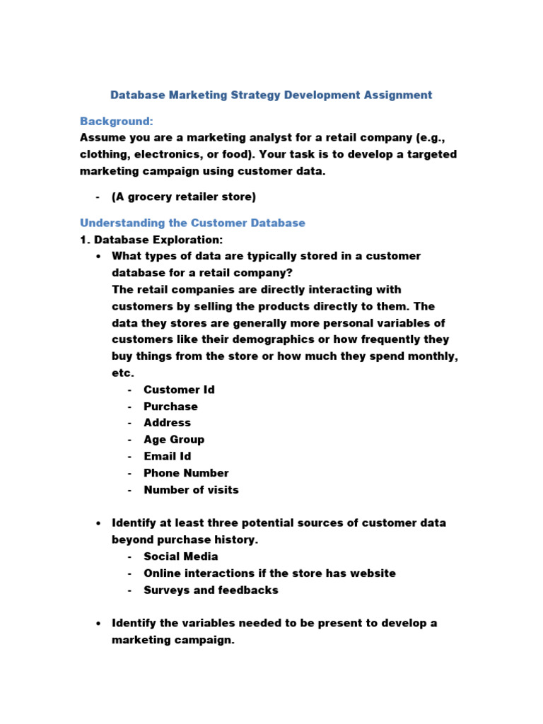 Assignment 2-Marketing Strategy | PDF | Retail | Marketing