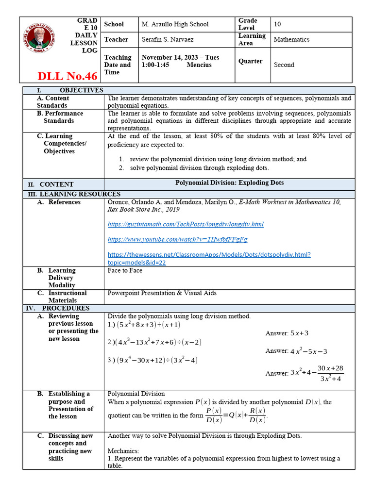 Exploding Dots Pdf Polynomial Division Mathematics
