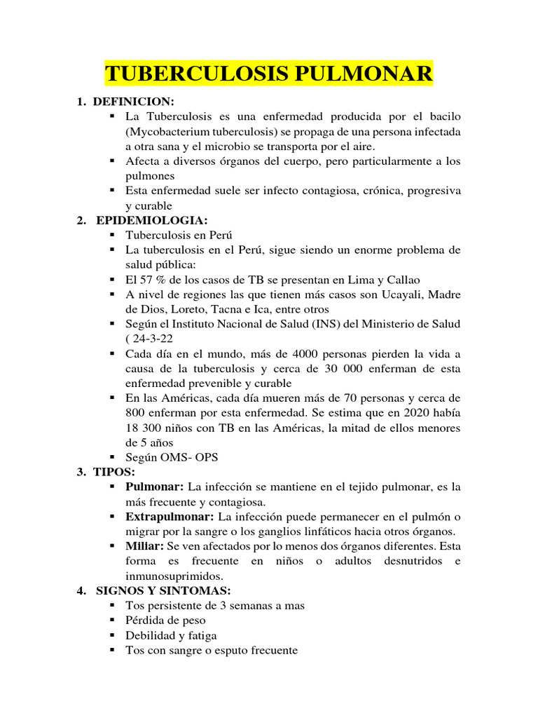 Tuberculosis Pulmonar | PDF | Tuberculosis | Causas de la muerte