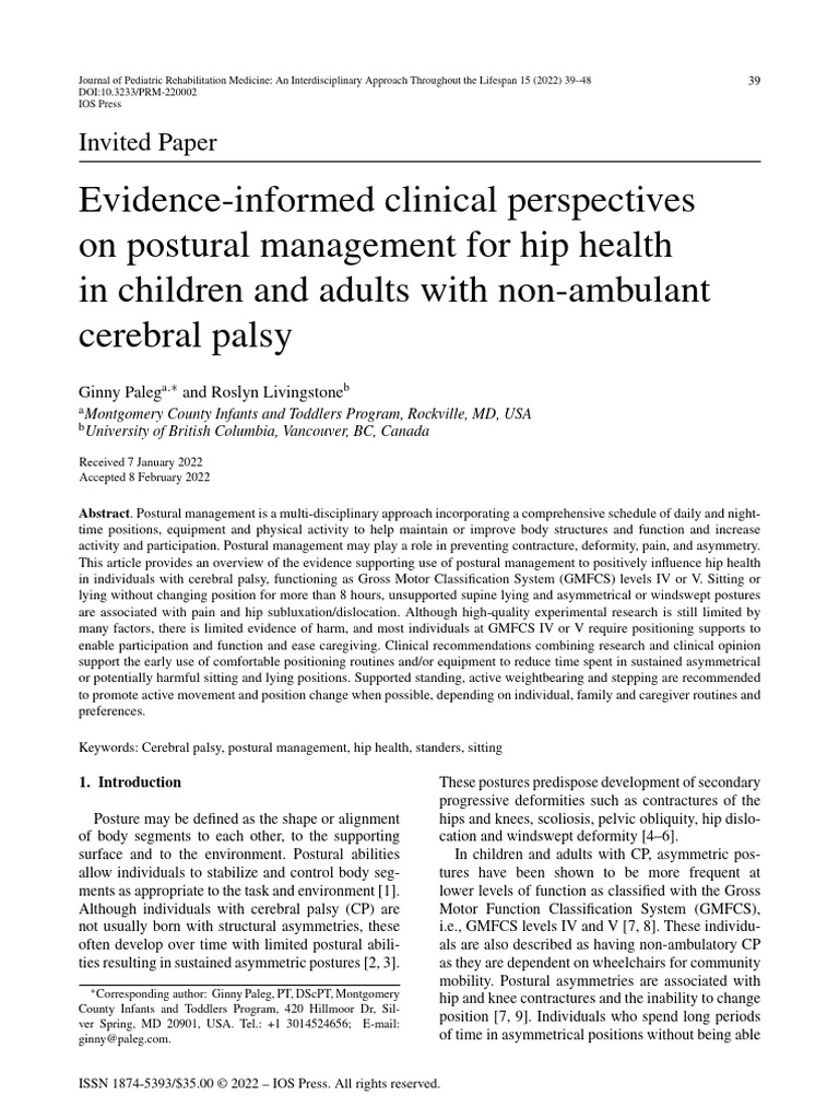 2022 - Evidence-Informed Clinical Perspectives On Postural Management ...