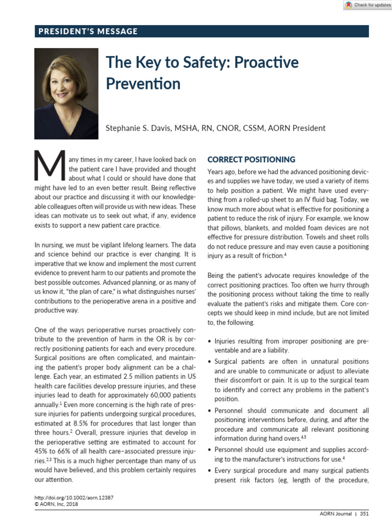 AORN Journal - 2018 - Davis - The Key To Safety Proactive Prevention ...