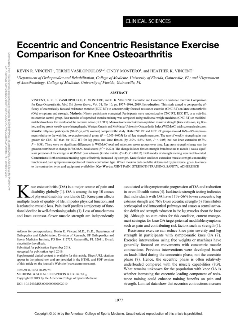 Eccentric and Concentric Resistance Exercise.1 | PDF | Strength ...