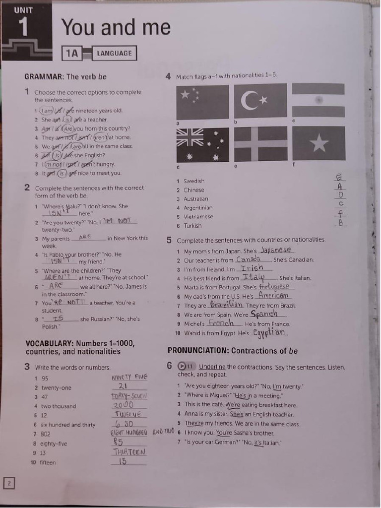 Workbook Unit 1 | PDF