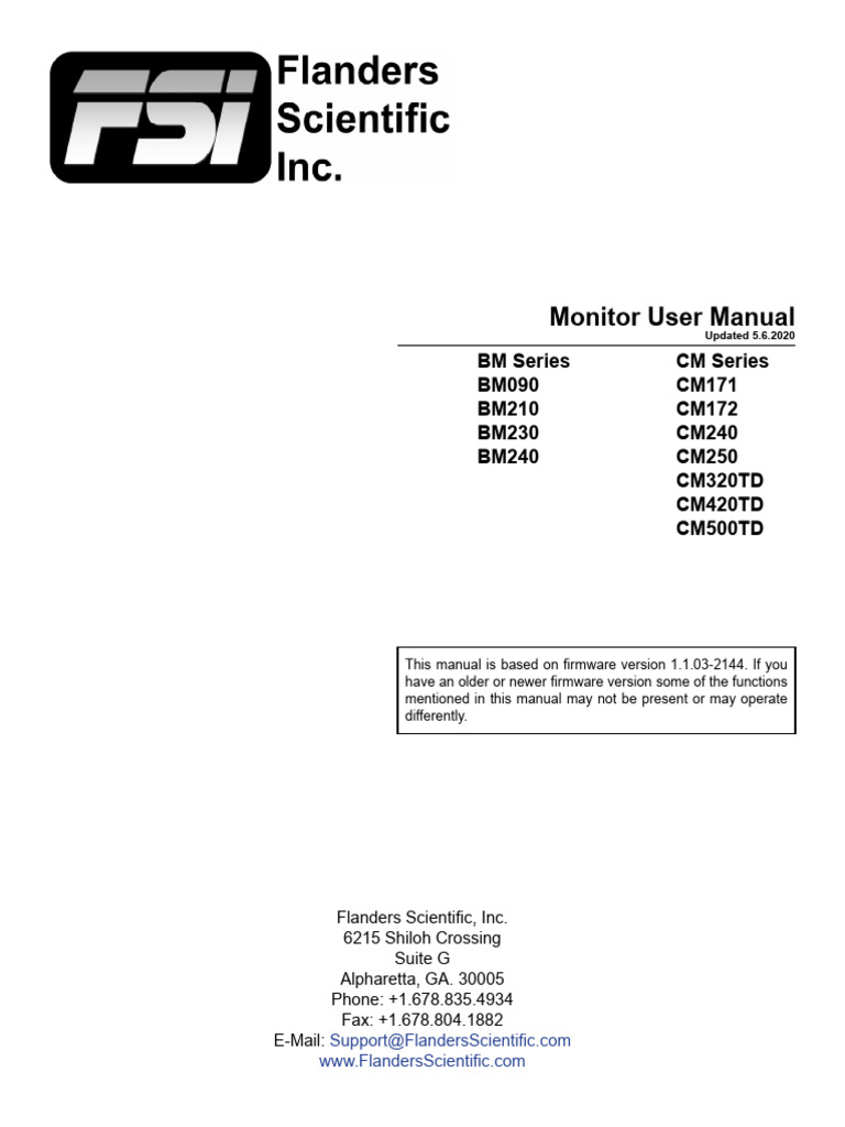 Flanders Scientific Monitor User Manual | PDF | Display Resolution ...
