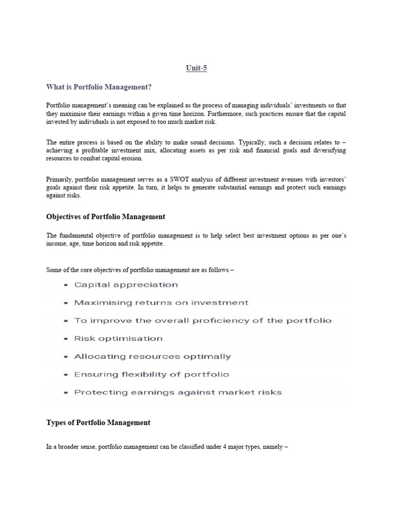 Portfolio Management Explained: Types & Methods | PDF | Investment ...