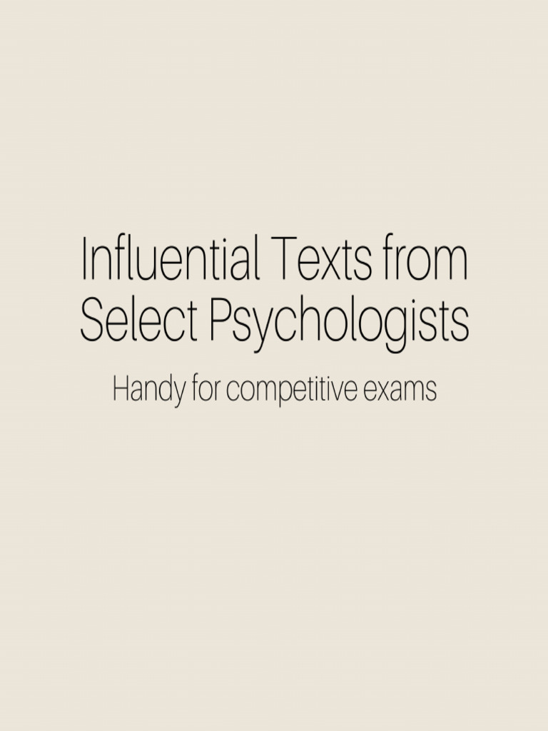 Influential Texts From Famous Psychologists | PDF