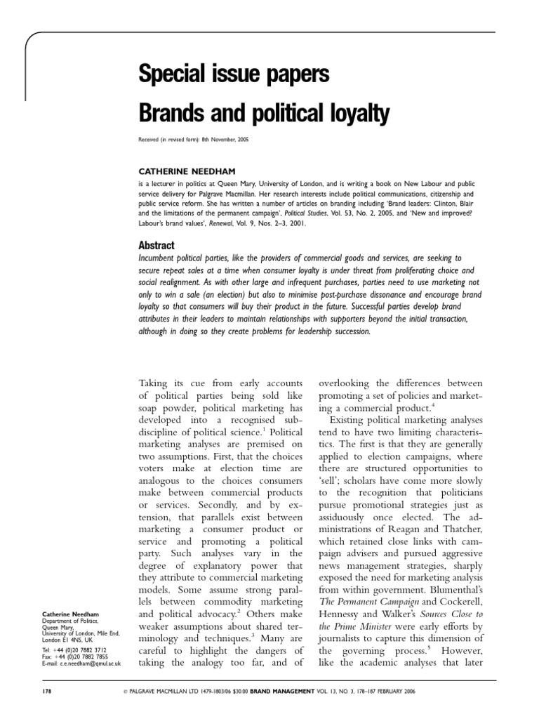 Brands and Political Loyalty | PDF | Brand | Margaret Thatcher