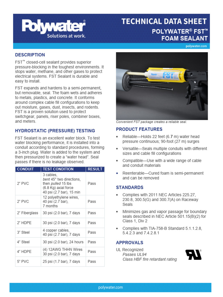 Foam_Sealant_FST_TDS | PDF | Polyurethane | Duct (Flow)