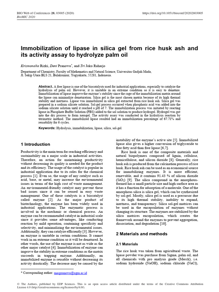 Bioconf Biomic2020 03005 | PDF | Silicon Dioxide | Sodium Hydroxide