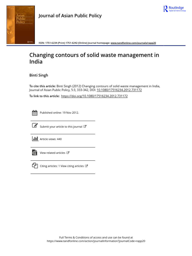 Changing Contours of Solid Waste Management in India | PDF | Governance ...