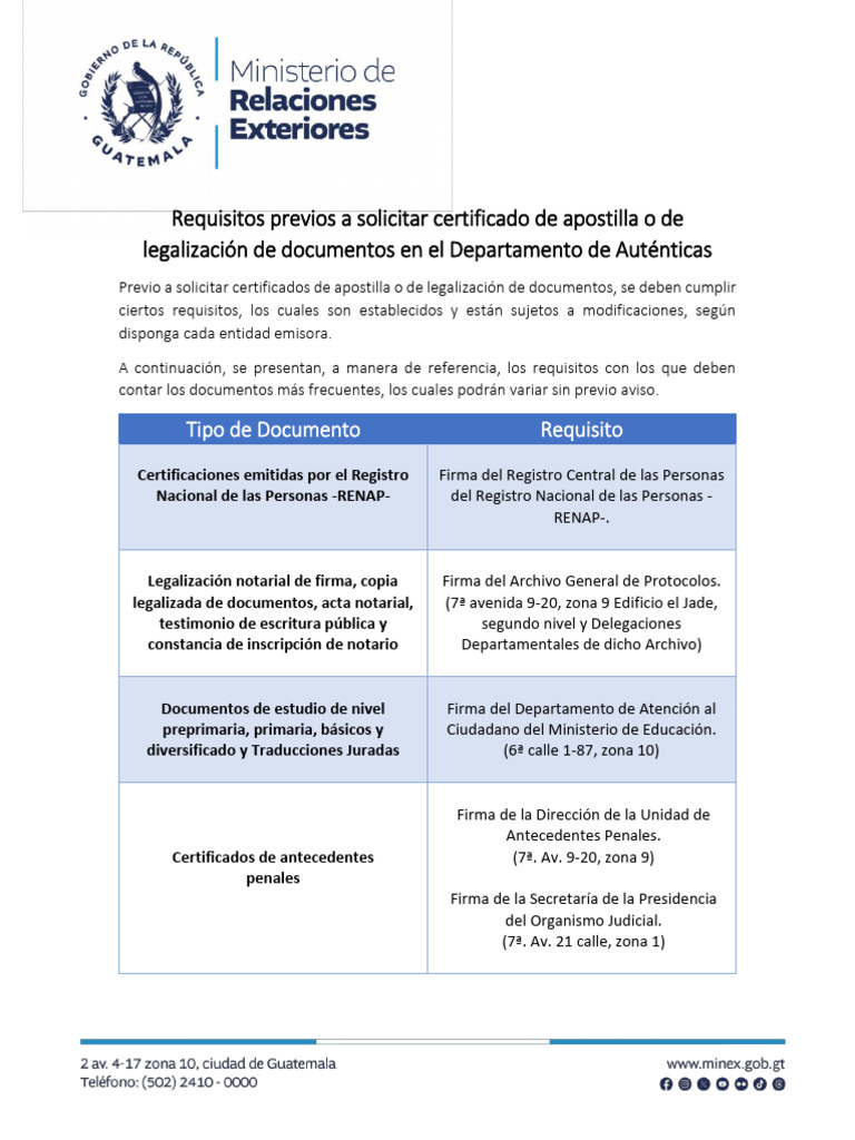 Apostilla Requisitos Por Institucion | PDF | Gobierno
