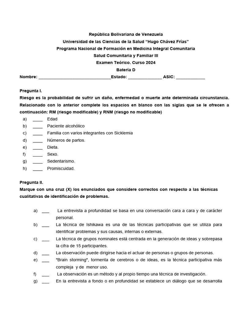 Ex. Ord. SCF III. BAT D. Juev 9. 9.00 Am | PDF | Vigilancia | Epidemiología