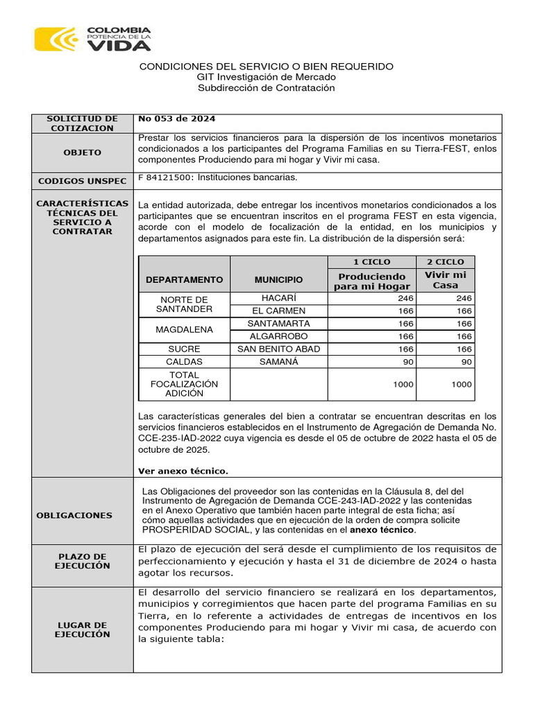 Condiciones de Servicio o Bien Requerido FEST | PDF | Bancos | Factura