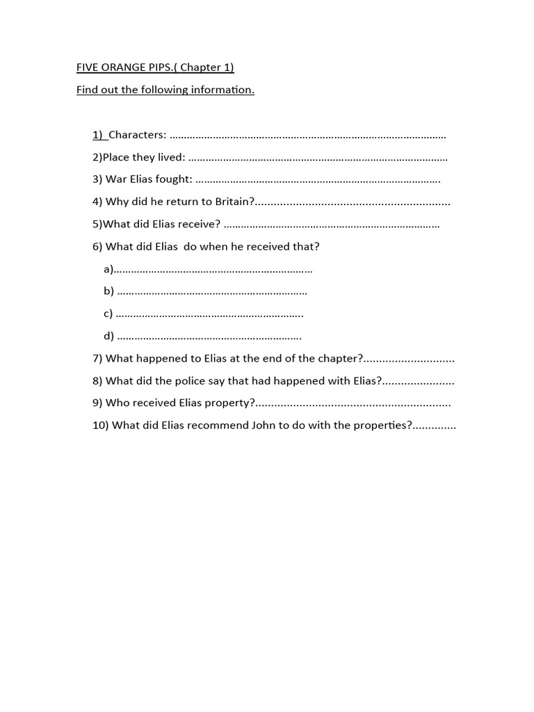 FIVE ORANGE PIPSchapter1exercise | PDF