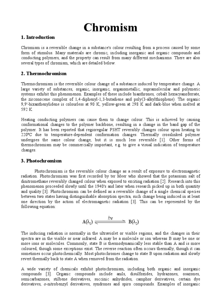 Chromism | PDF | Chemical Reactions | Ion
