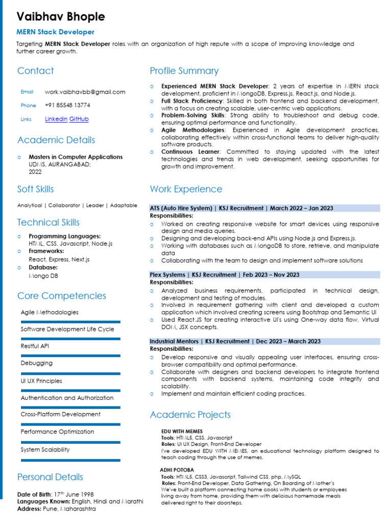 Vaibhavbhople 2years | PDF | Computing | Software Engineering