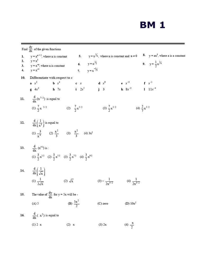 Differentiation Assignment | PDF | Classical Mechanics | Mathematics