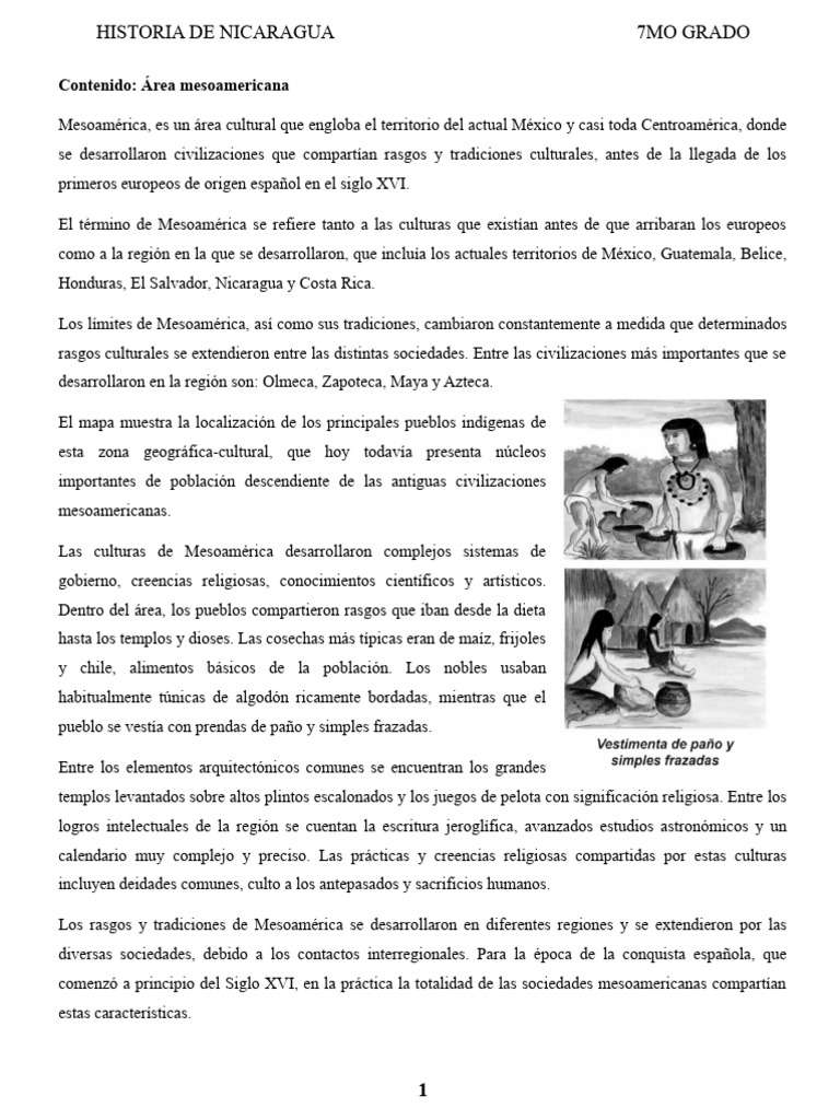 Compendio 7mo Historia de Nicaragua | PDF | Mesoamérica | Nicaragua