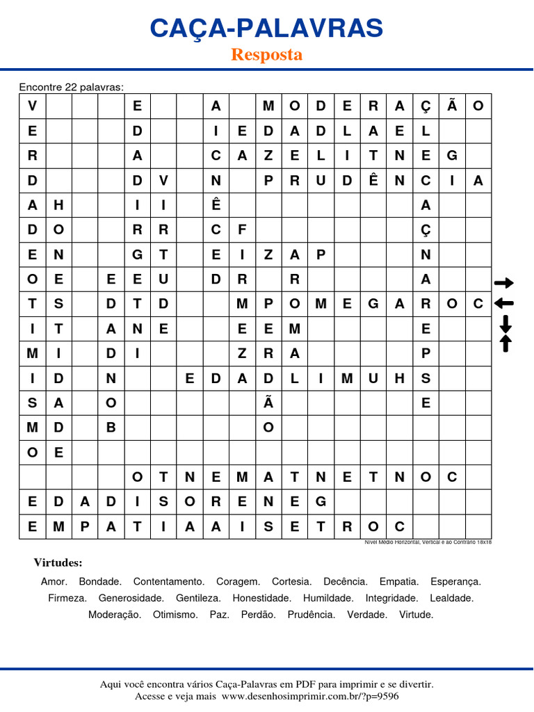 Caca-Palavras-Virtudes-Kaio Max | PDF | Virtude