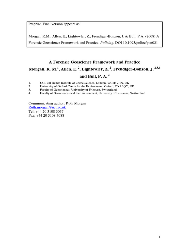 Forensic Geoscience Framework Overview | PDF | Forensic Science | Crime ...