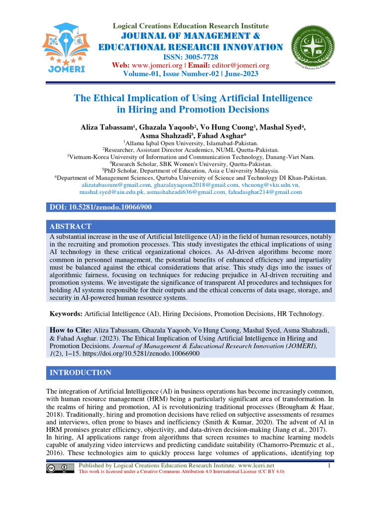 The Ethical Implication of Using Artificial Intelligence in Hiring and ...