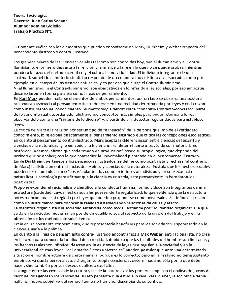 TSoc TP1 | PDF | Emile Durkheim | Karl Marx