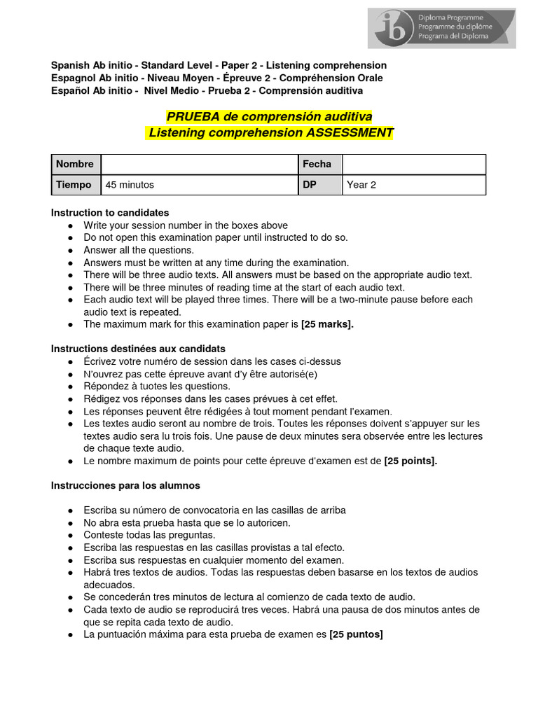 VERSION FINAL DP2 Ab Initio Prueba 2 - Comprensión Auditiva (Octubre ...