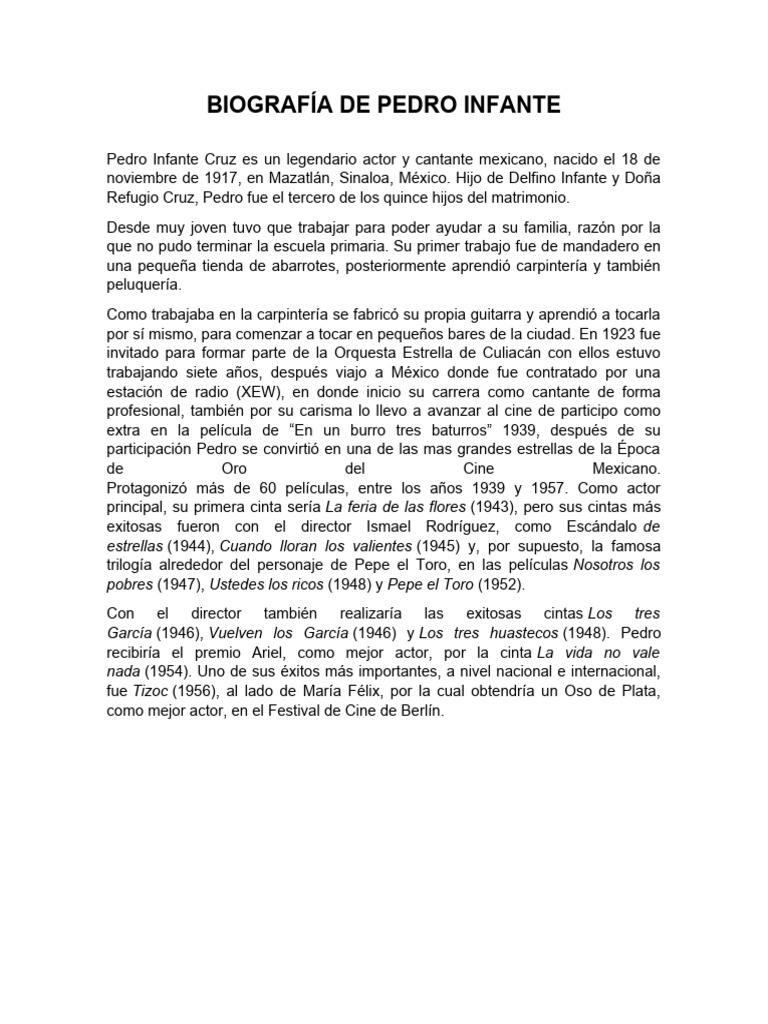 Biografía de Pedro Infante | PDF