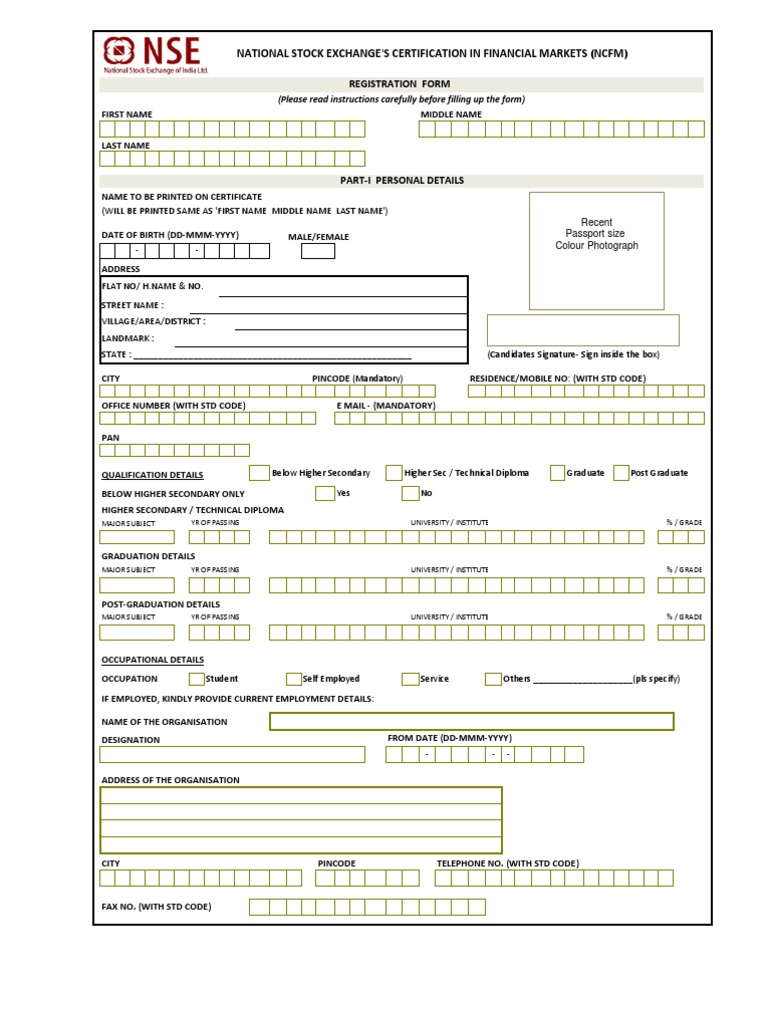 NCFM Registration Form Guide | PDF | Financial Markets | Securities ...