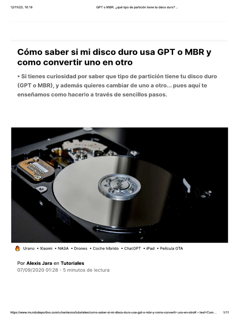 Cómo saber si mi disco duro usa GPT o MBR y como convertir uno en otro Artículo | PDF