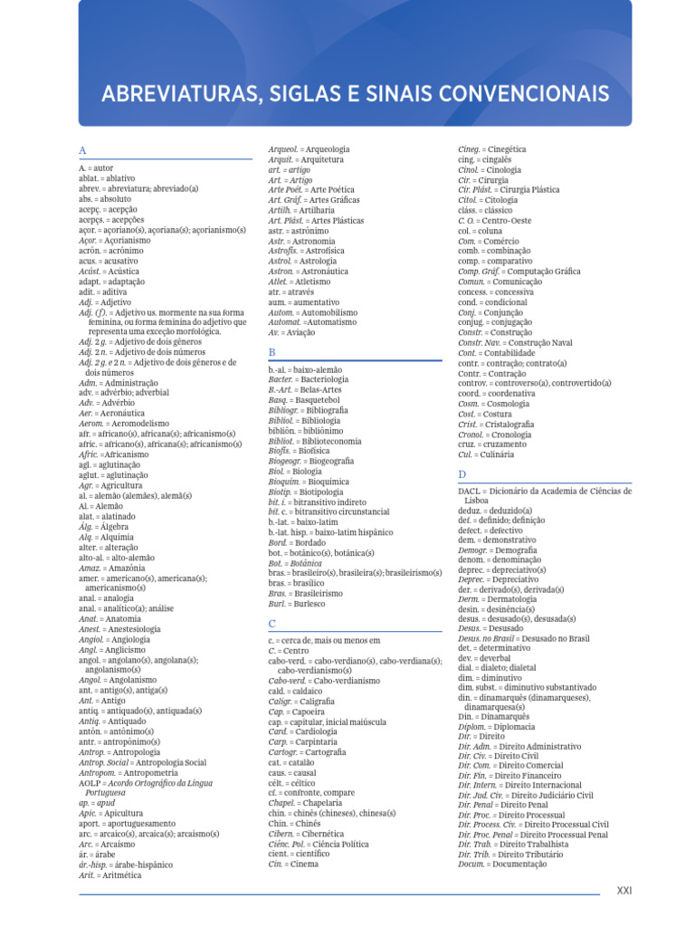 Lista de Abreviaturas e Siglas | PDF | Linguística