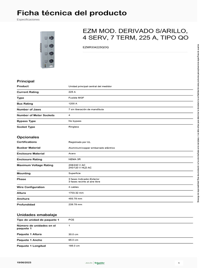Ficha técnica EZM MOD. DERIVADO S/ARILLO | PDF