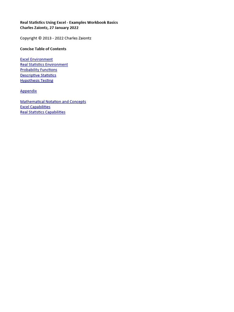 Real-Statistics - Basics | PDF | Statistics | Microsoft Excel Real-Statistics - Basics | PDF | Statistics | Microsoft Excel