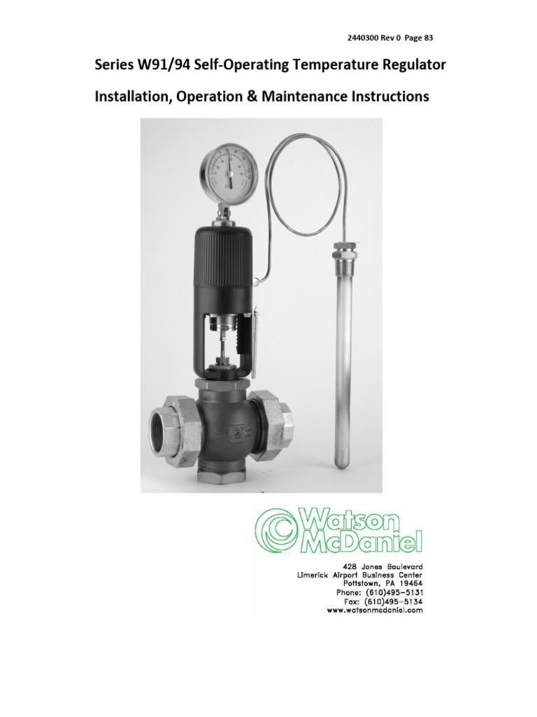 Manual W94 Valv. Autopiloteada Watson MC Daniel | PDF | Valve | Heat ...