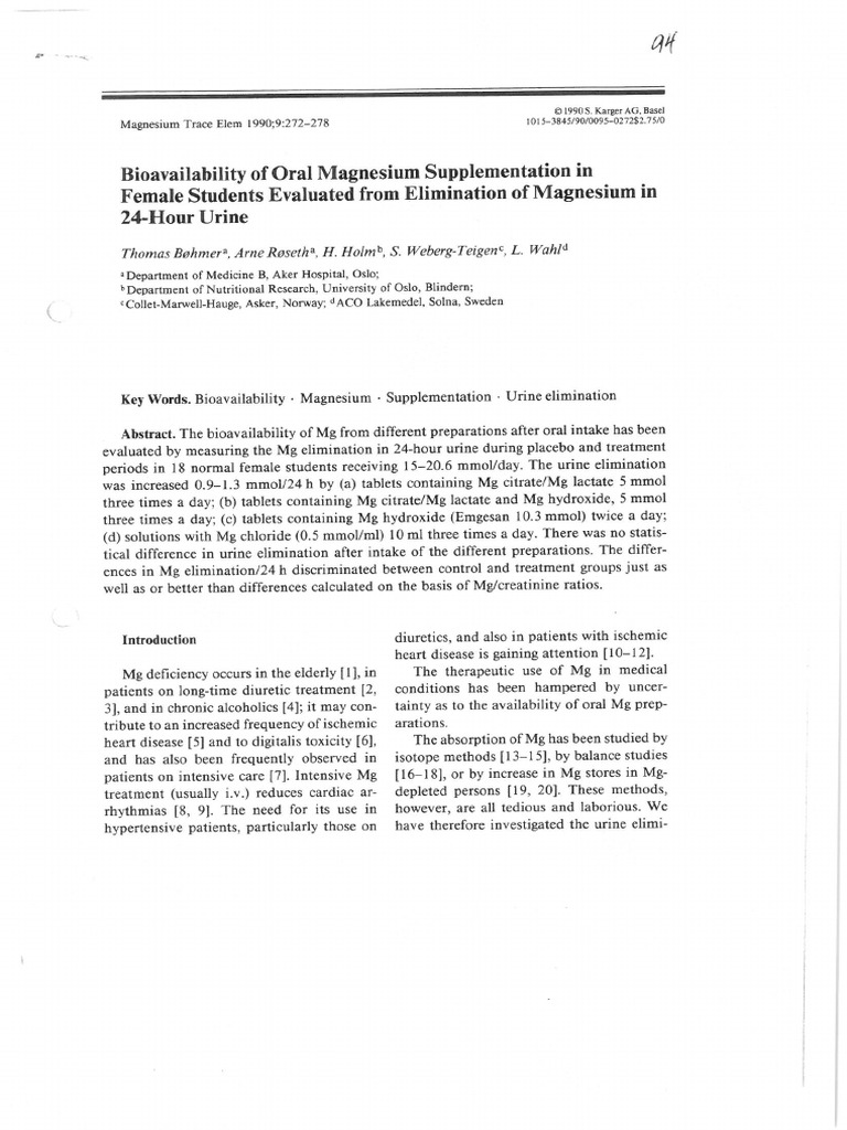 Bioavailability of Oral Magnesiun | PDF
