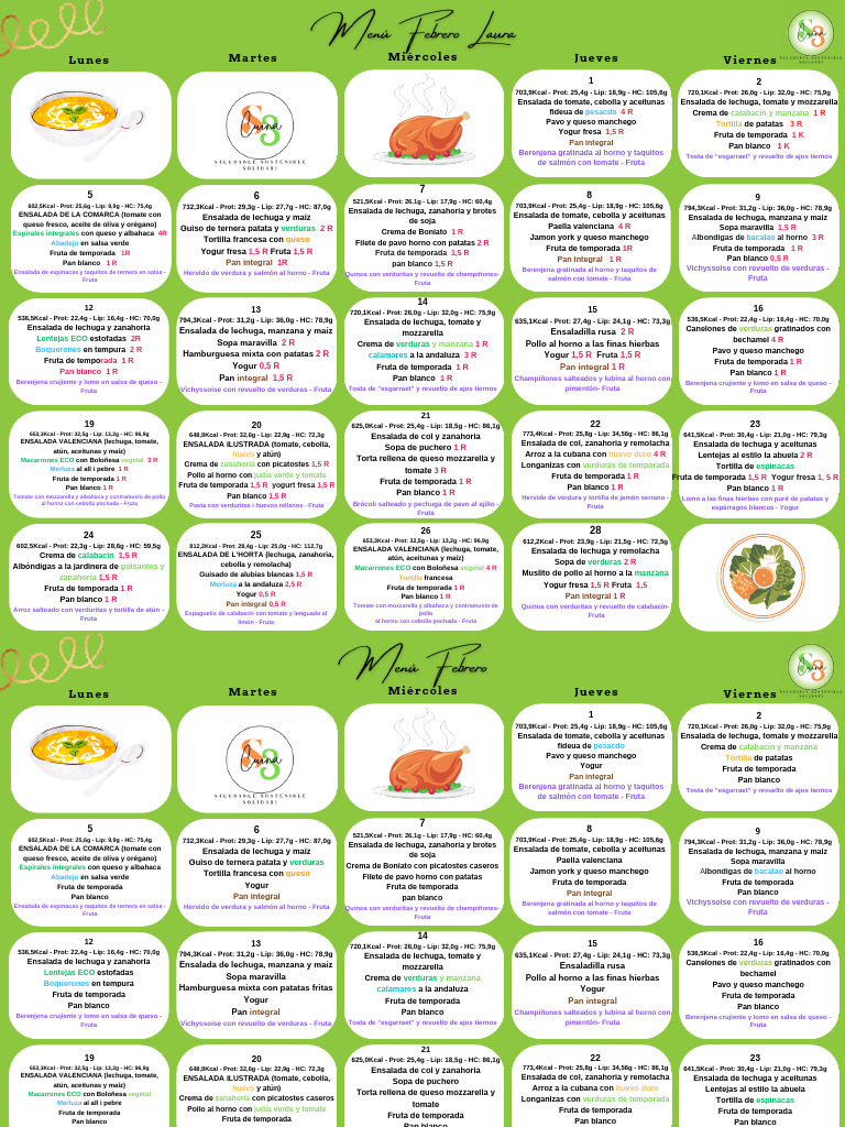 Menú Mensual Sencillo Azul Dorado - 20240502 - 080448 - 0000 | PDF ...