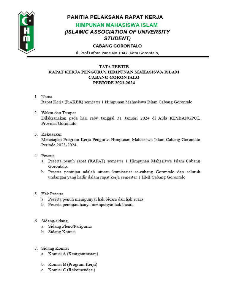 Tata Tertib Raker Hmi | PDF