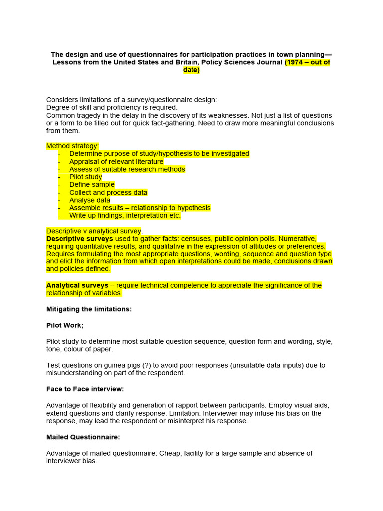 Benefits & Limitations of Questionnaires | PDF | Survey Methodology ...