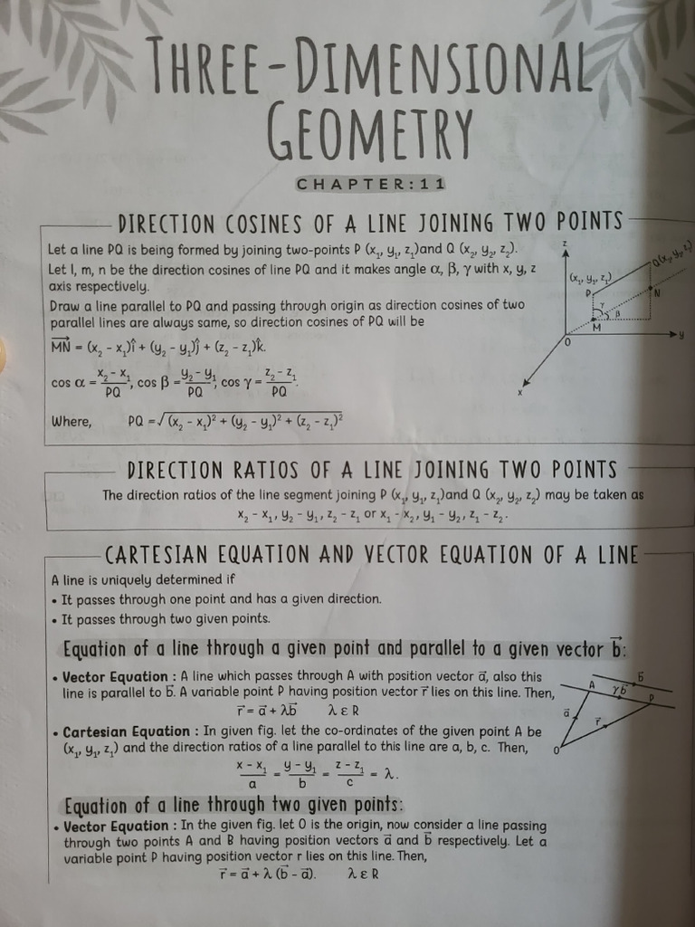 3d Geometry | PDF | Line (Geometry) | Equations