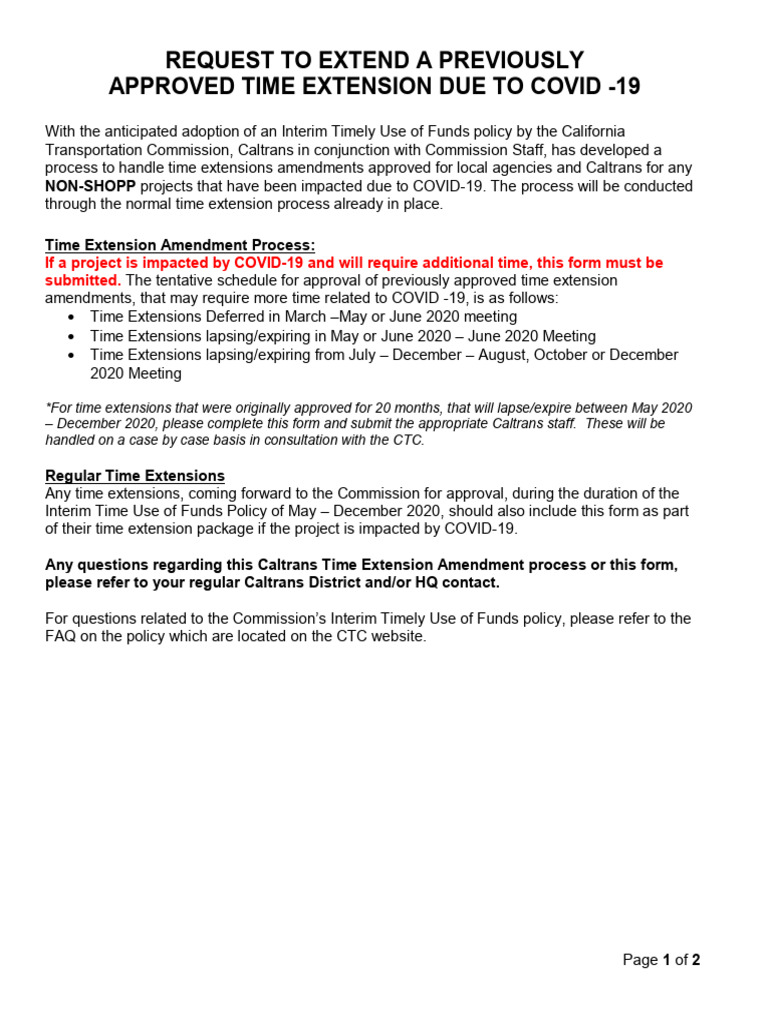 COVID-19 Time Extension Request Process | PDF | Government