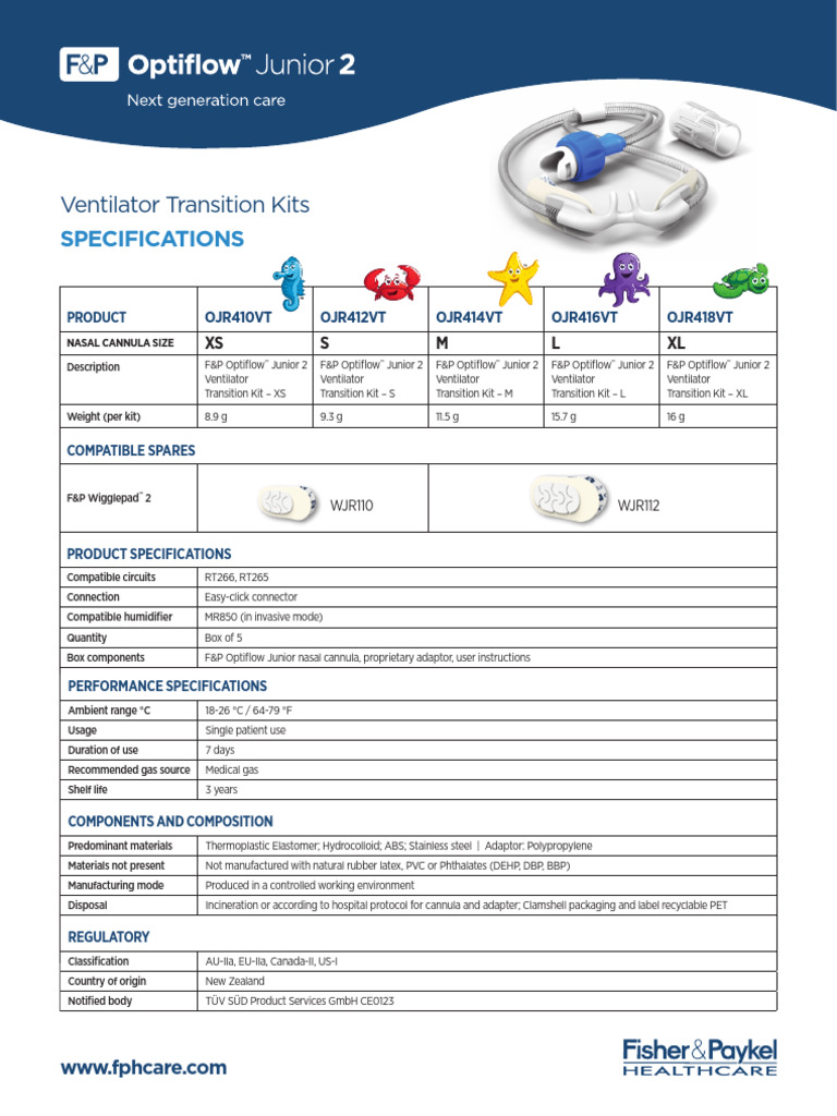 Optiflow Junior 2 Ventilator Transition Kit Mr850 | PDF | Polyvinyl ...