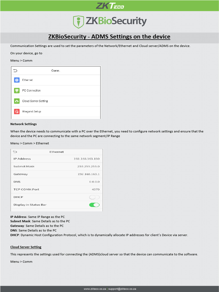 ADMS Setup and Port Configuration Guide | PDF