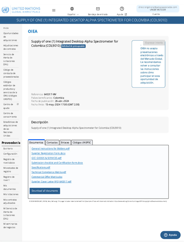 Supply of One (1) Integrated Desktop Alpha Spectrometer For Colombia ...