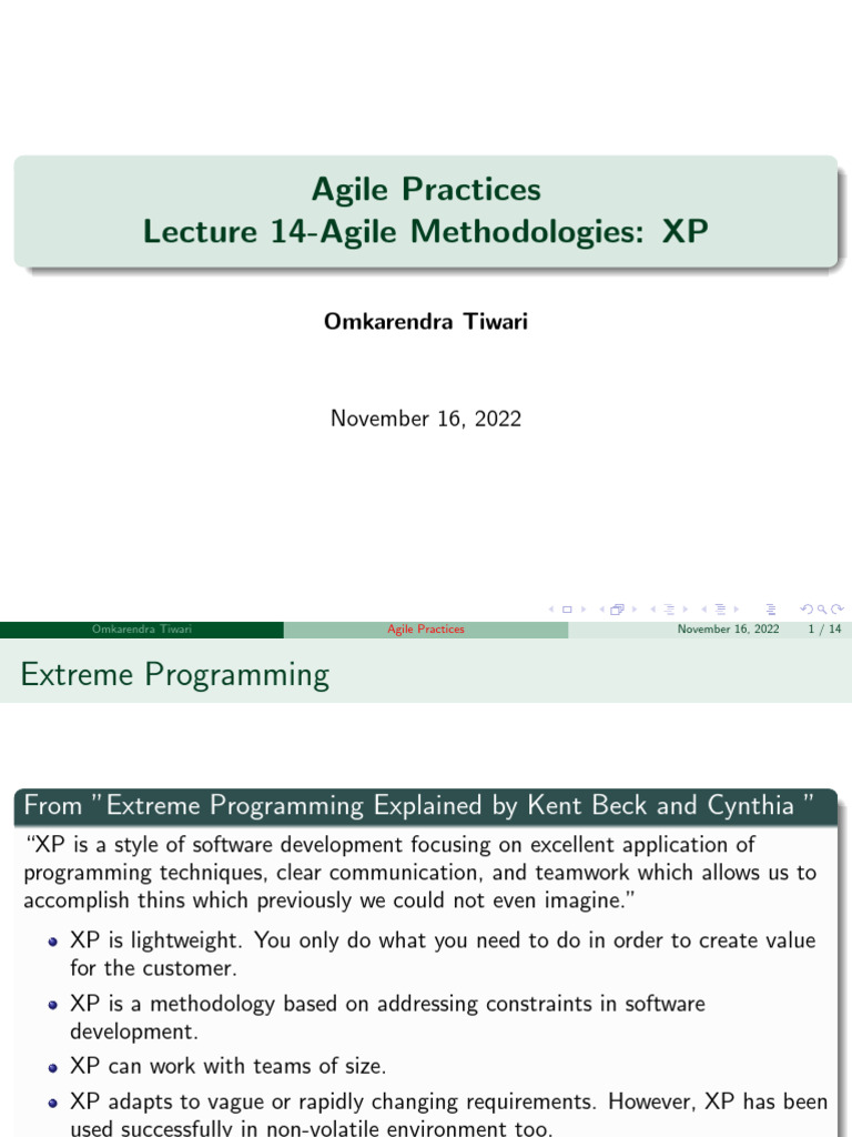 Lecture14 XP | Download Free PDF | Agile Software Development ...