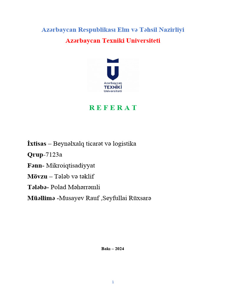 Polad Məhərrəmli-Tələb Təklif | PDF