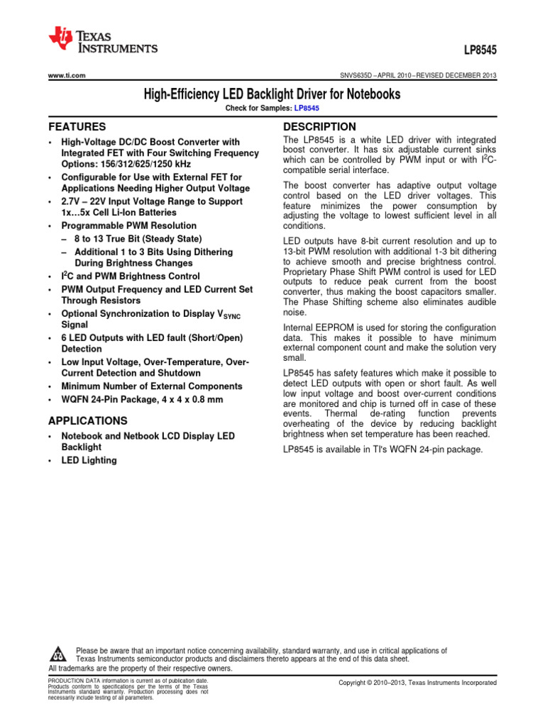 LP 8545 | PDF | Light Emitting Diode | Information And Communications ...