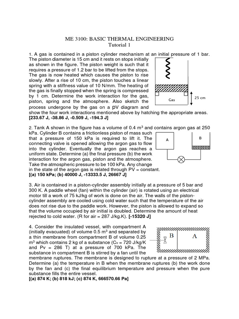 Tutorial 1 | PDF | Gases | Piston