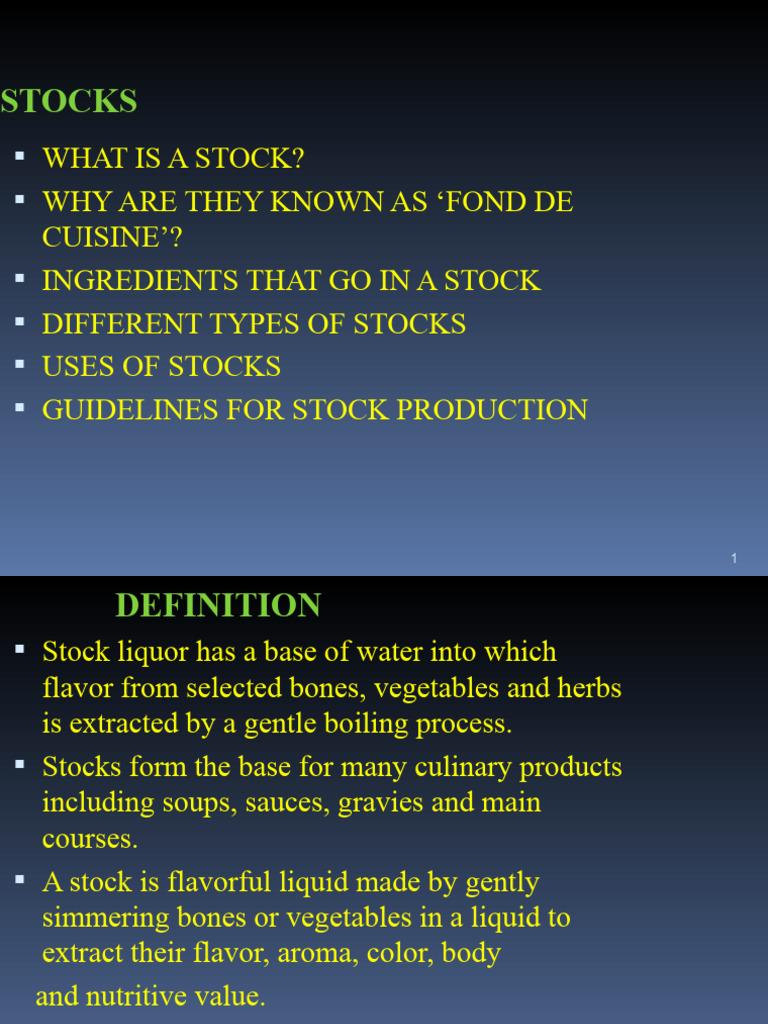 STOCKS | PDF | Stock (Food) | Foods