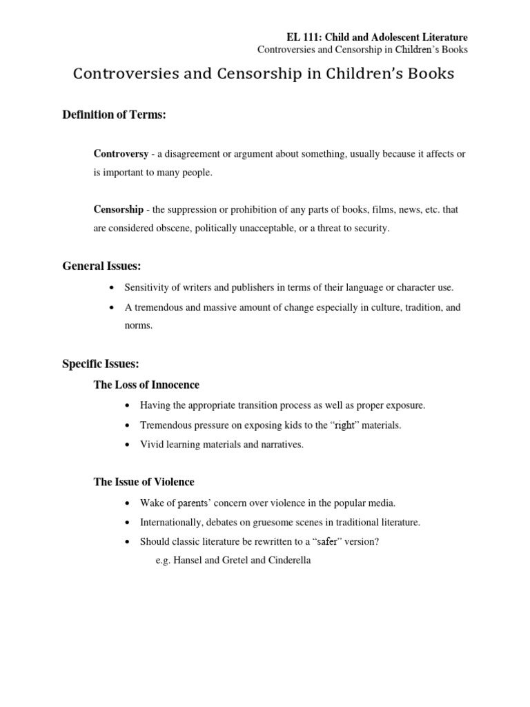 Controversies-and-Censorship-in-Childrens-Books | PDF | Censorship | No ...