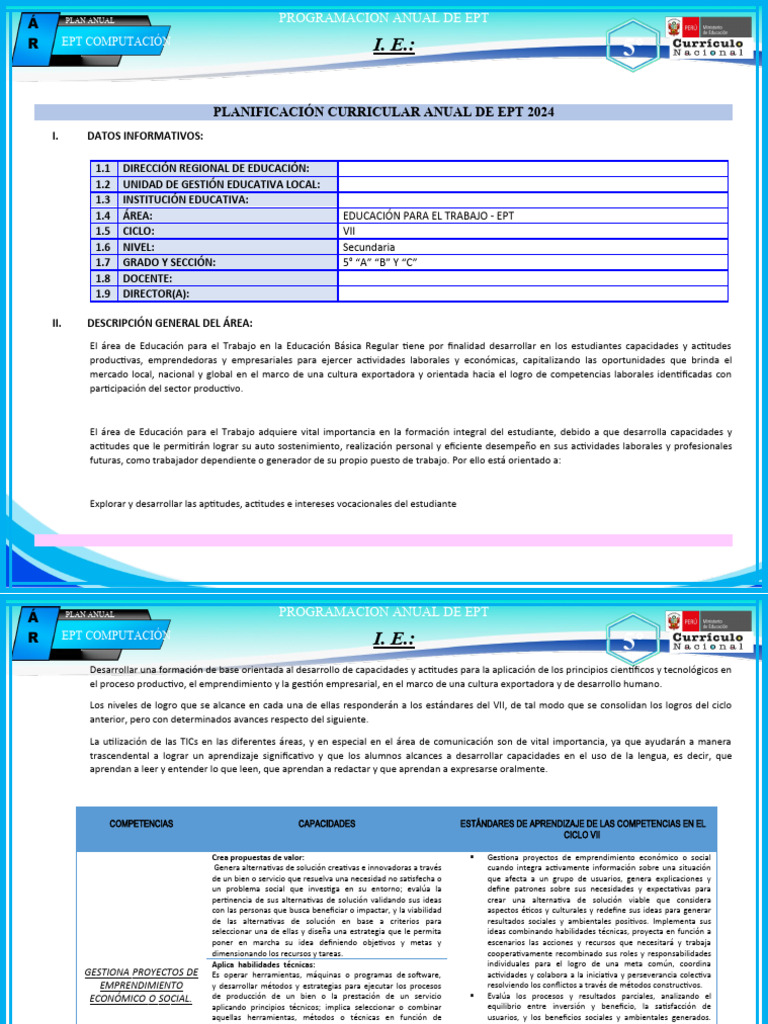 Plan Anual Ept 5° Sec 2024 | PDF | Perú | Sociedad